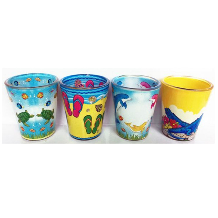 Tropical Summer Beach Seaside Souvenir Shot Glass with Custom Decal ...