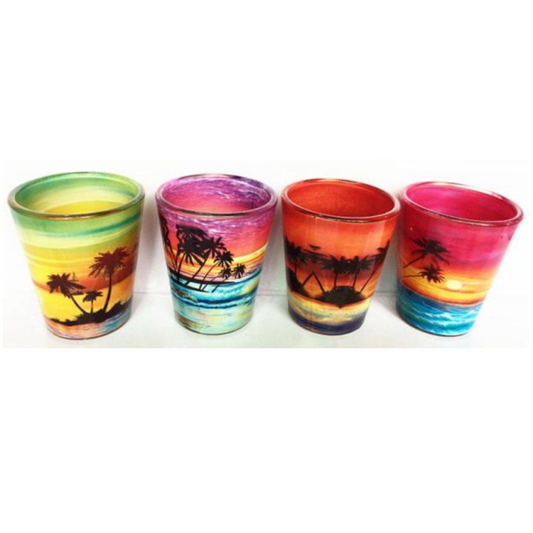 Tropical Summer Beach Seaside Souvenir Shot Glass with Custom Decal ...